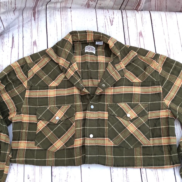 Gibson | Shirts | Vintage Gibson Plaid Olive Green Flannel Size Small ...